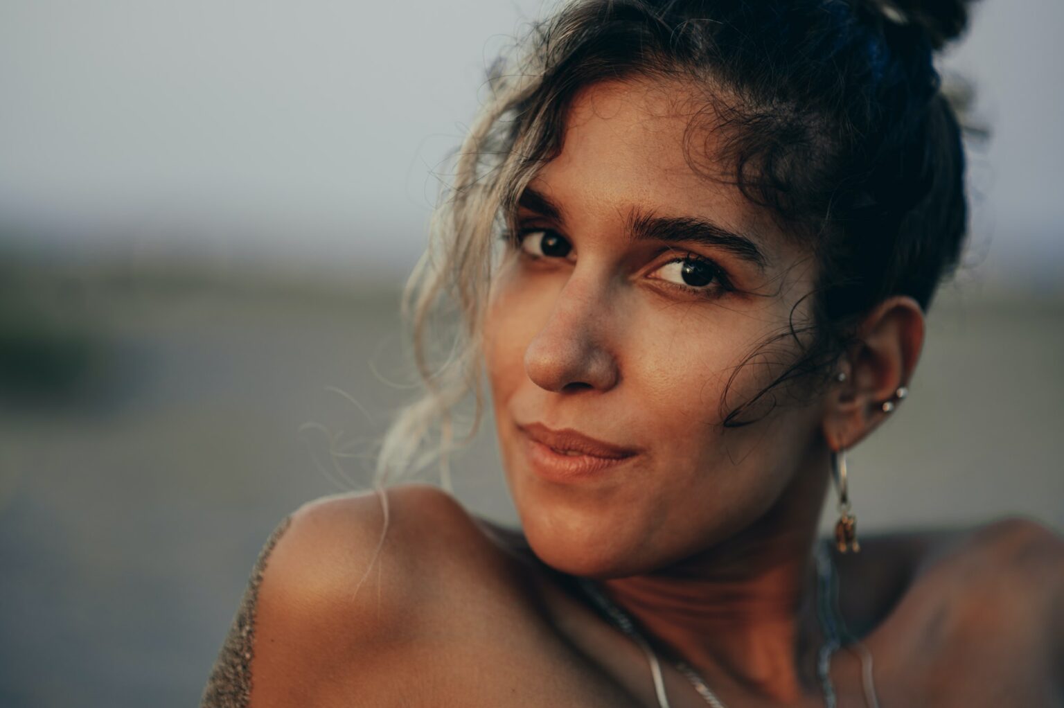 Portrait Photo Of A Beautiful Girl Posing Outside